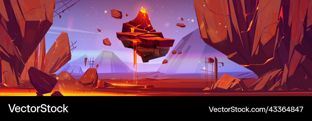 Space alien planet landscape with rocks and lava Vector Image