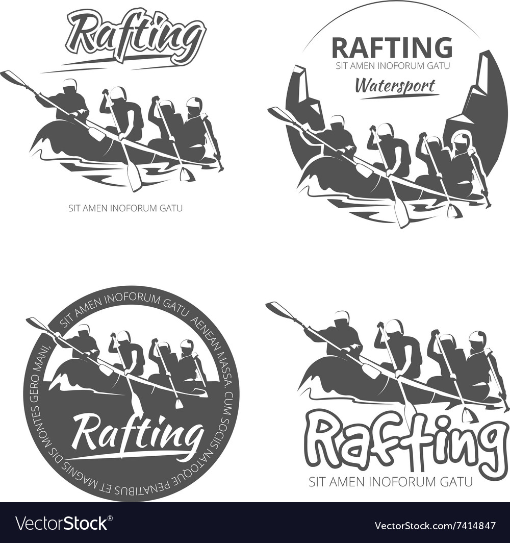 Vintage rafting canoe and kayak labels Royalty Free Vector Vintage rafting canoe and kayak labels Royalty Free Vector