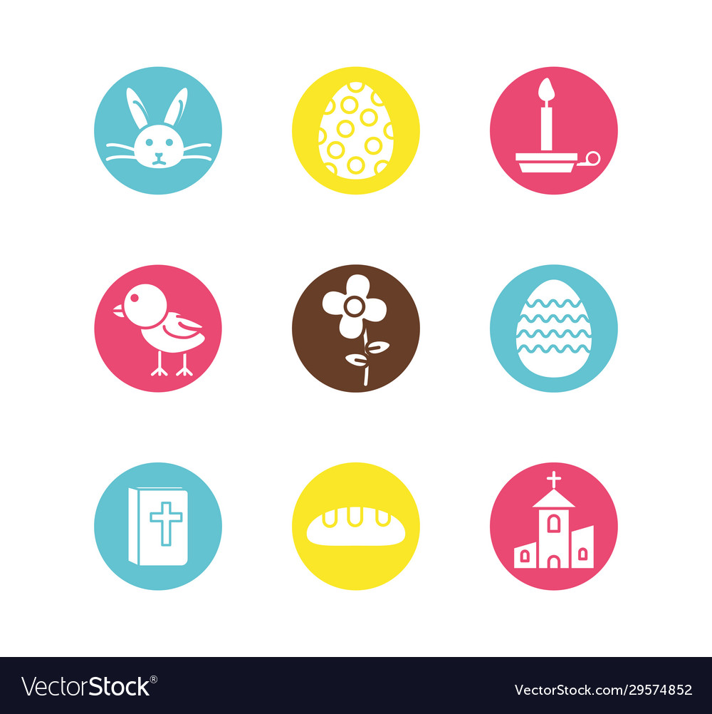 Bundle easter set block icons Royalty Free Vector Image