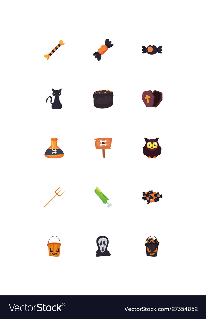 Bundle halloween with set icons Royalty Free Vector Image