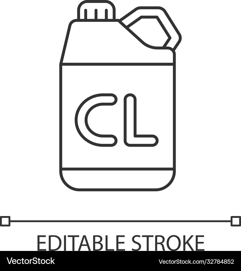 Chlorine disinfectant pixel perfect linear icon Vector Image