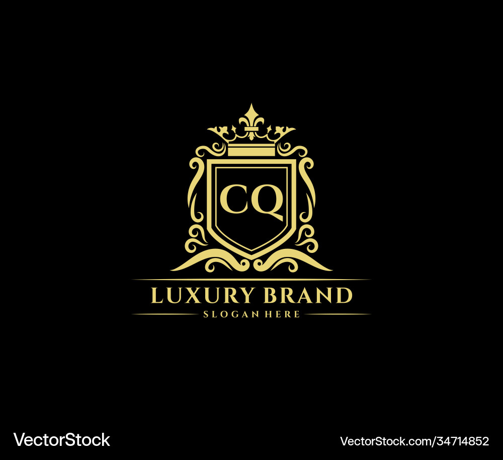 Cq initial letter gold calligraphic feminine Vector Image