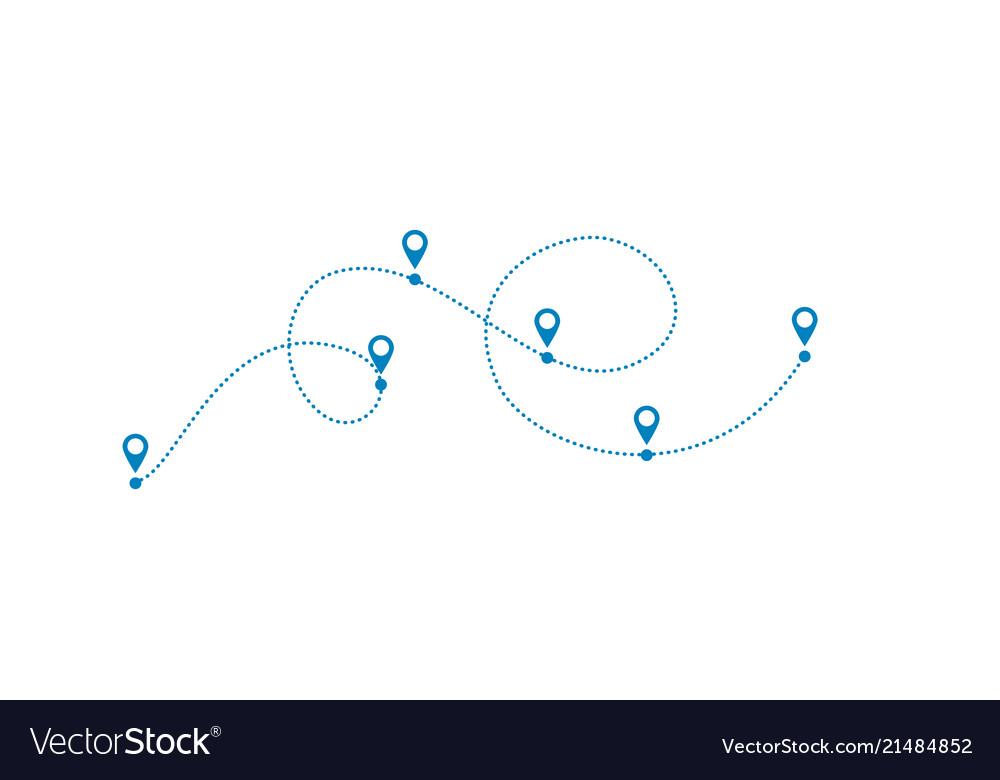 Dotted path with points Royalty Free Vector Image