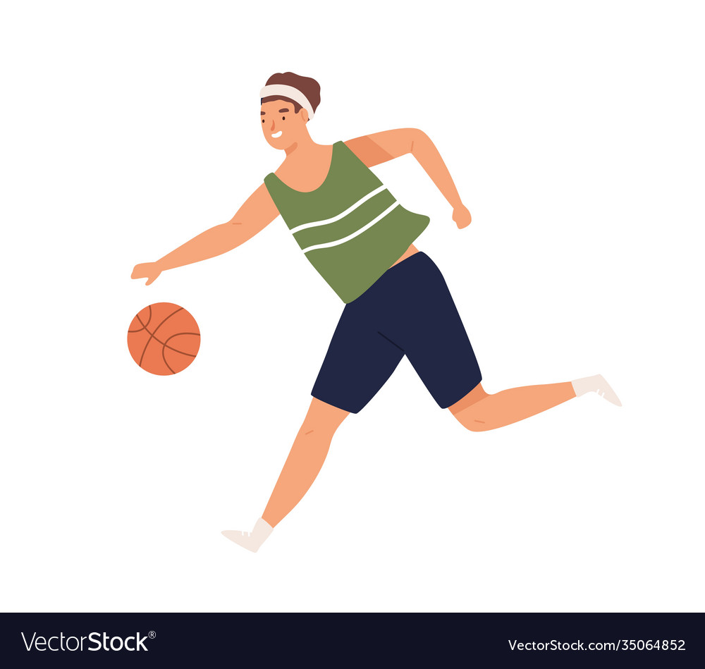 Female or male basketball player running with ball