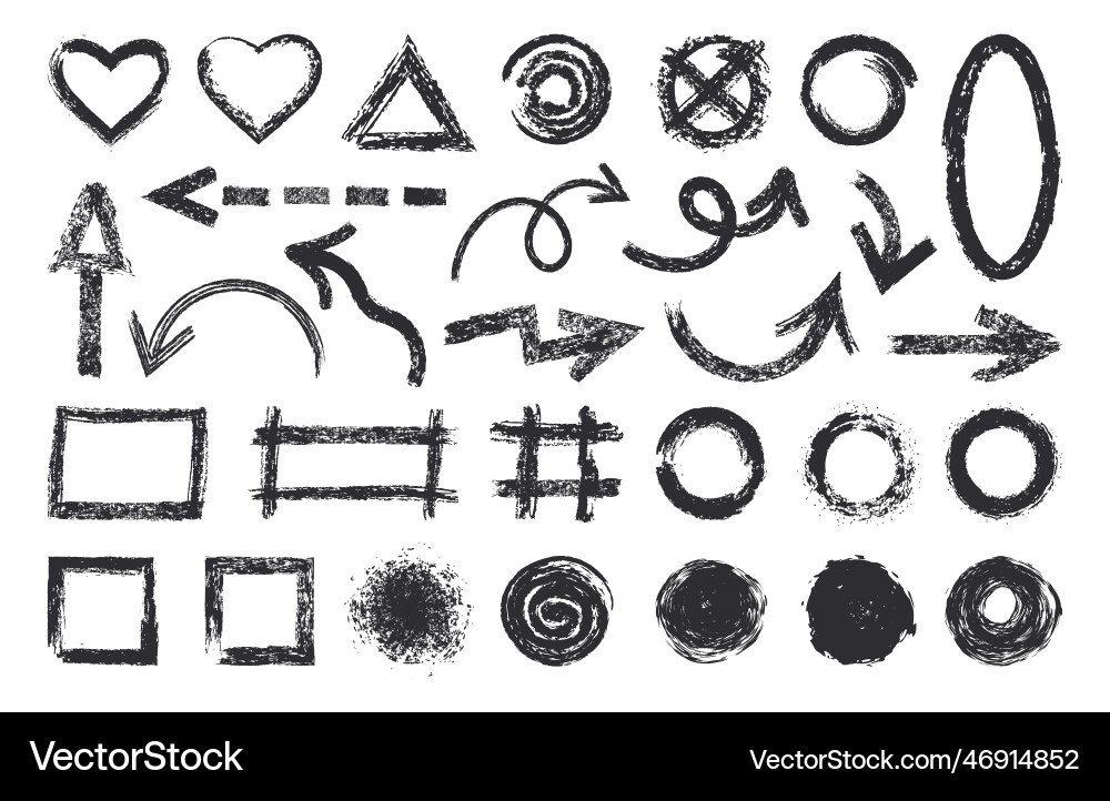Grunge chalk symbols set abstract texture chalk Vector Image