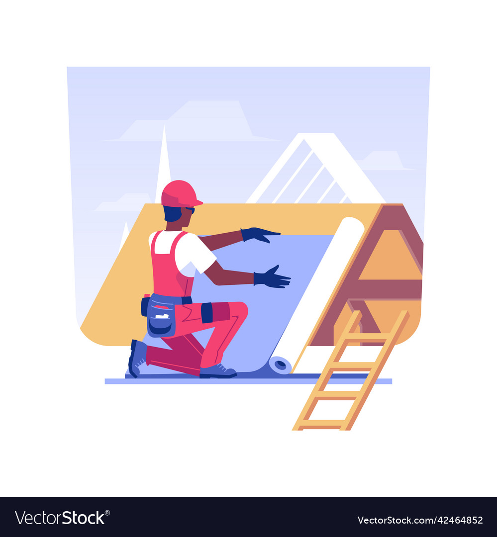 Installing roof underlayment isolated concept Vector Image