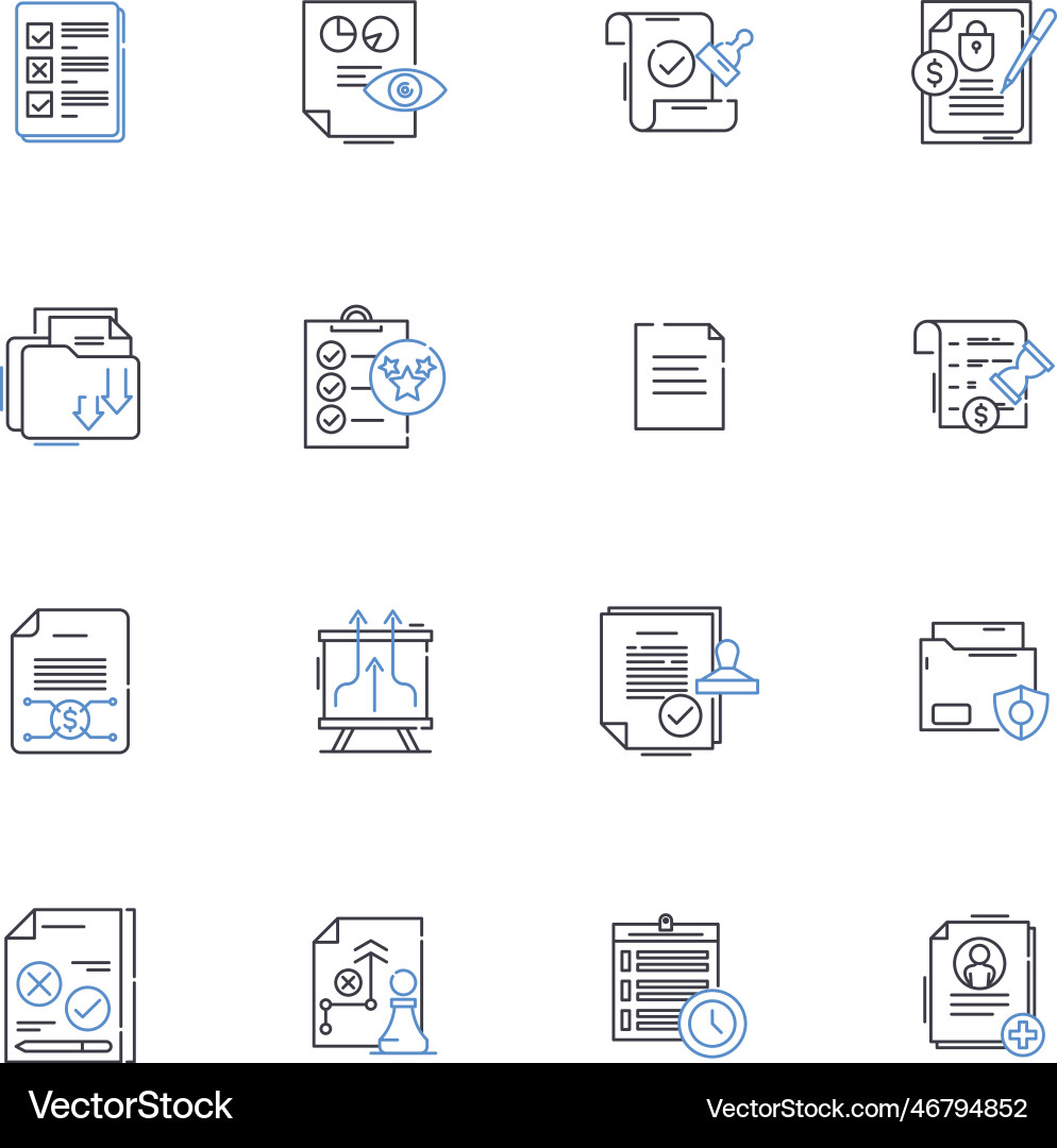Passports line icons collection identification Vector Image