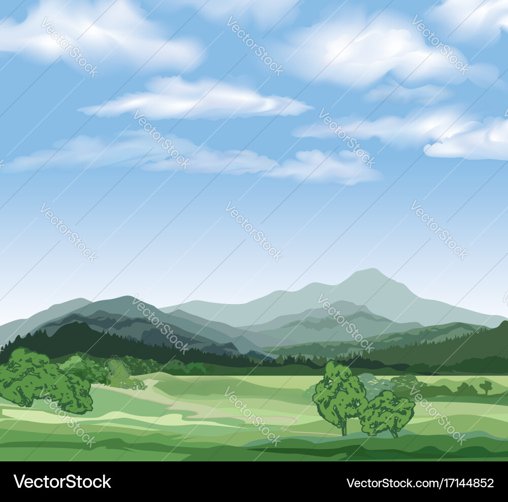 Rural landscape mountains countryside view with Vector Image