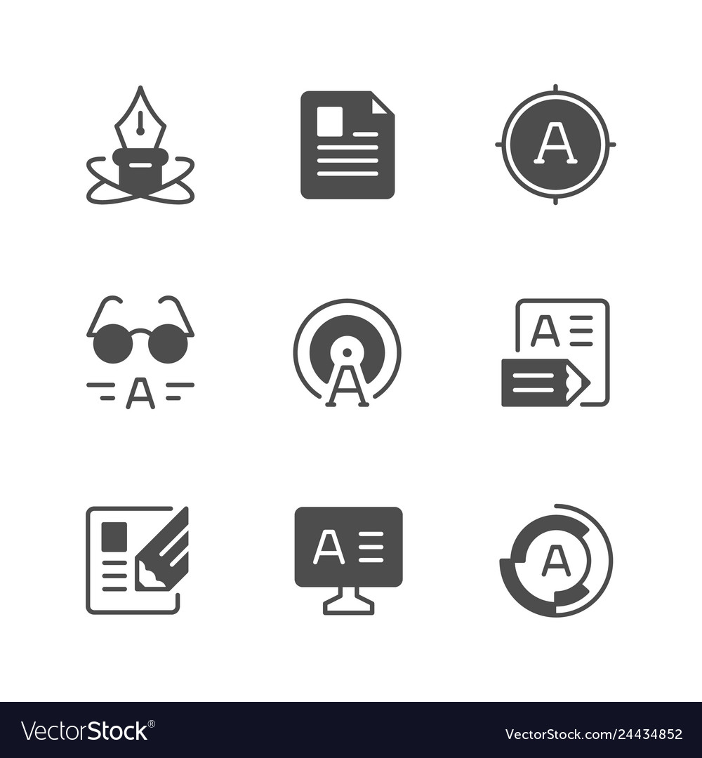 Set icons of copywriting Royalty Free Vector Image
