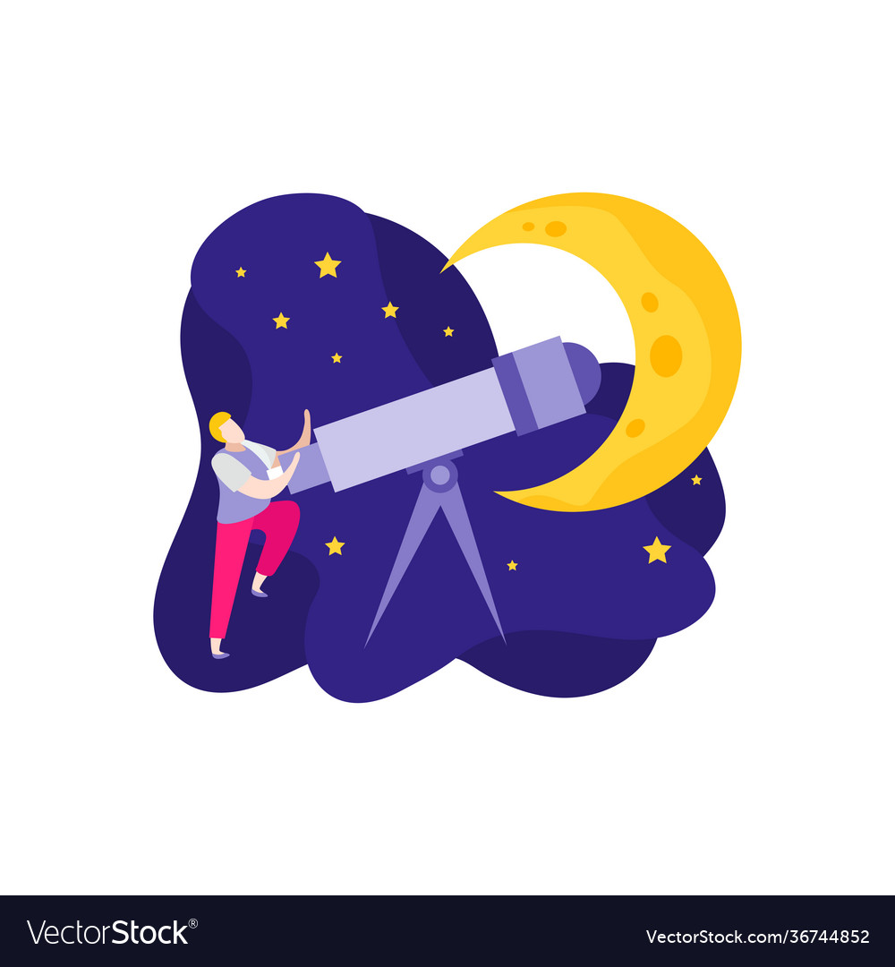 Telescope space observation composition Royalty Free Vector
