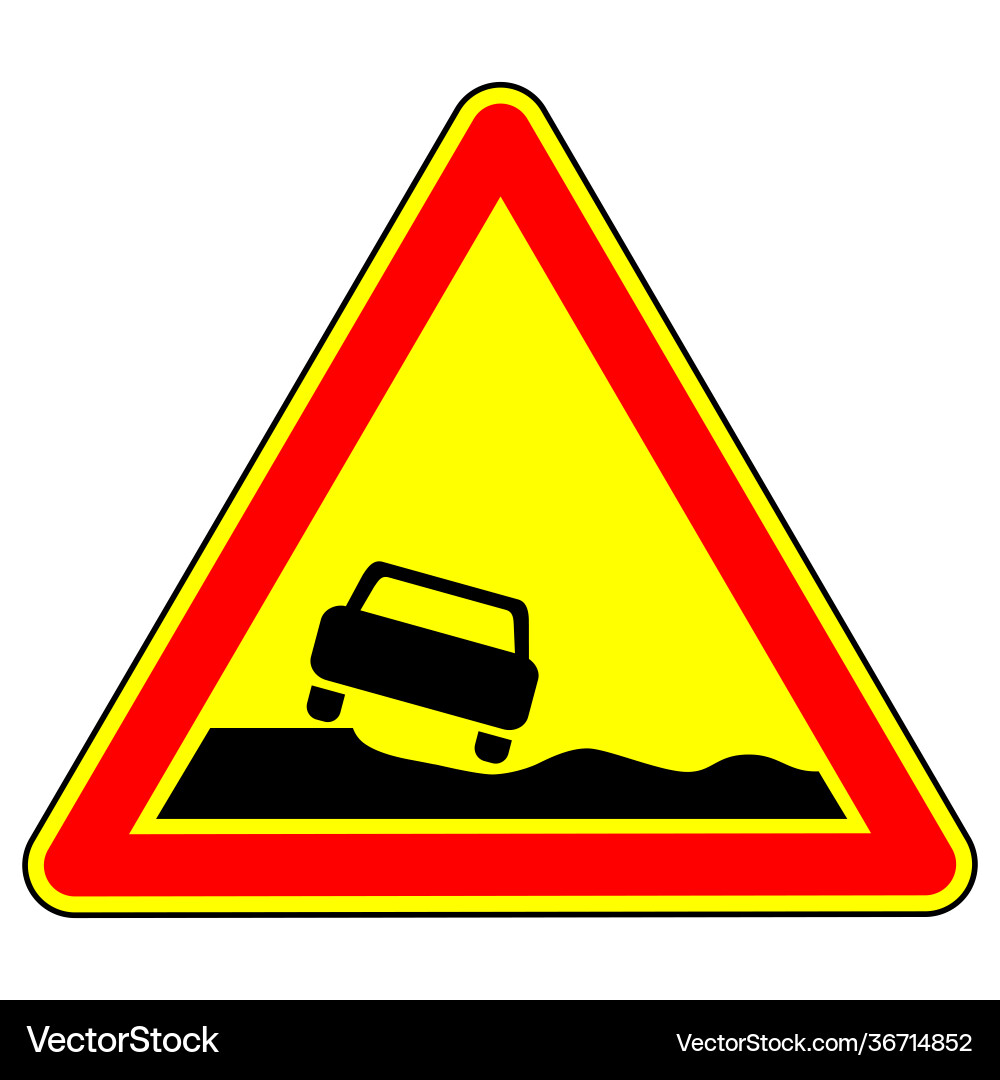 Warning road sign dangerous roadside traffic Vector Image