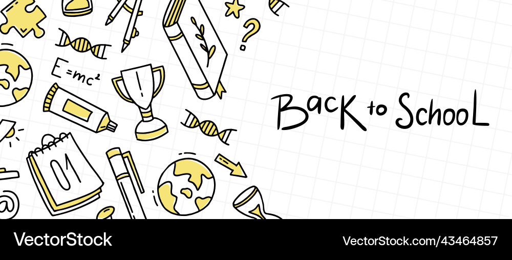 Back to school banner doodle elements posters Vector Image
