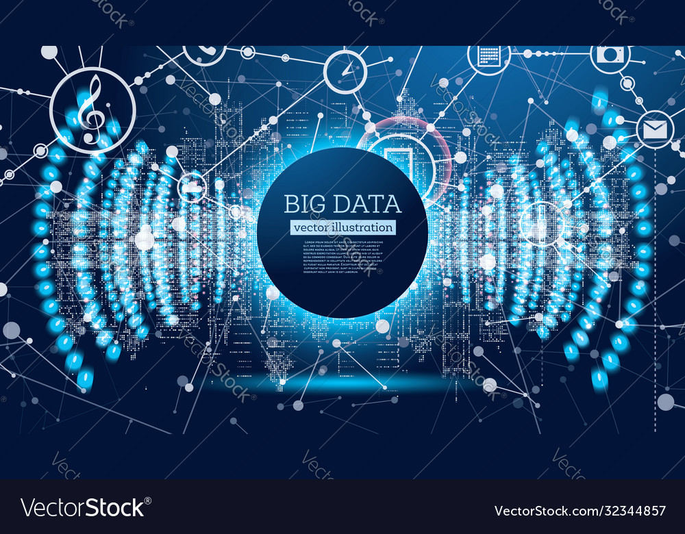 Big data futuristic science background with copy Vector Image