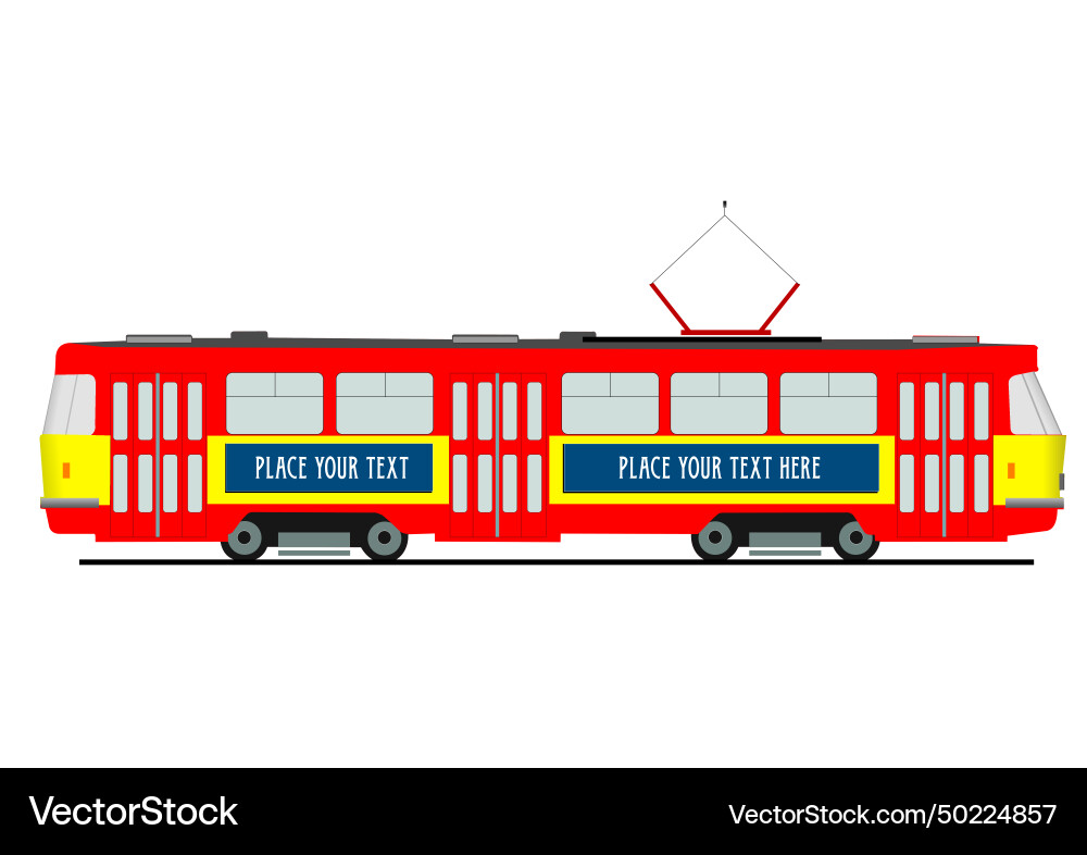 City transport tram colored 3d hand drawn Vector Image