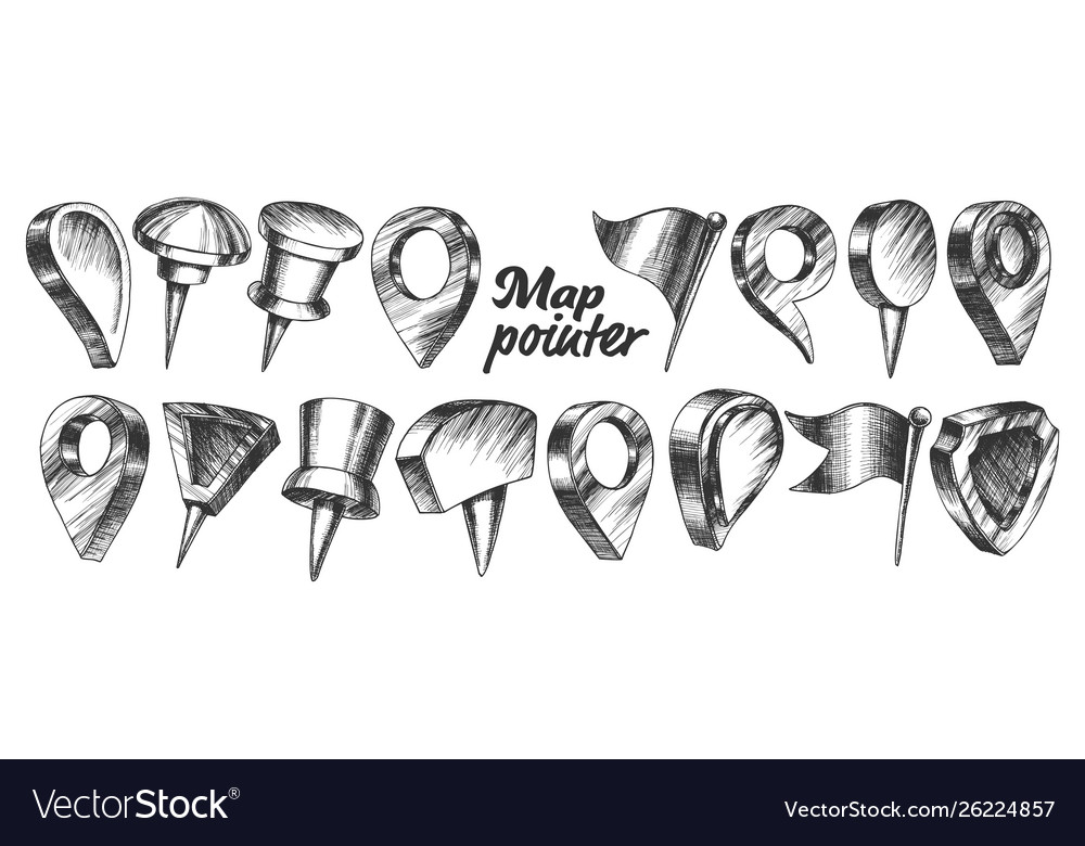 Collection of different map pointer set Royalty Free Vector