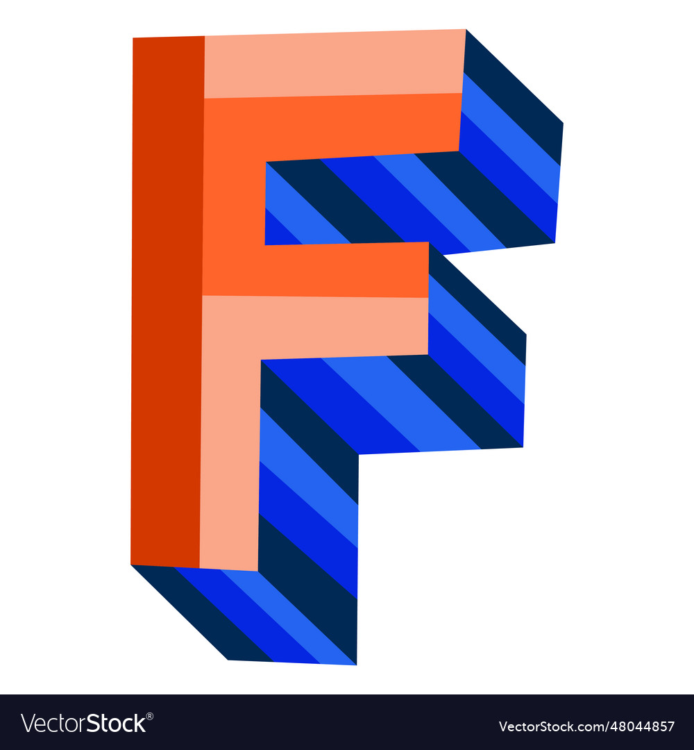 Colorful 3d letter f Royalty Free Vector Image