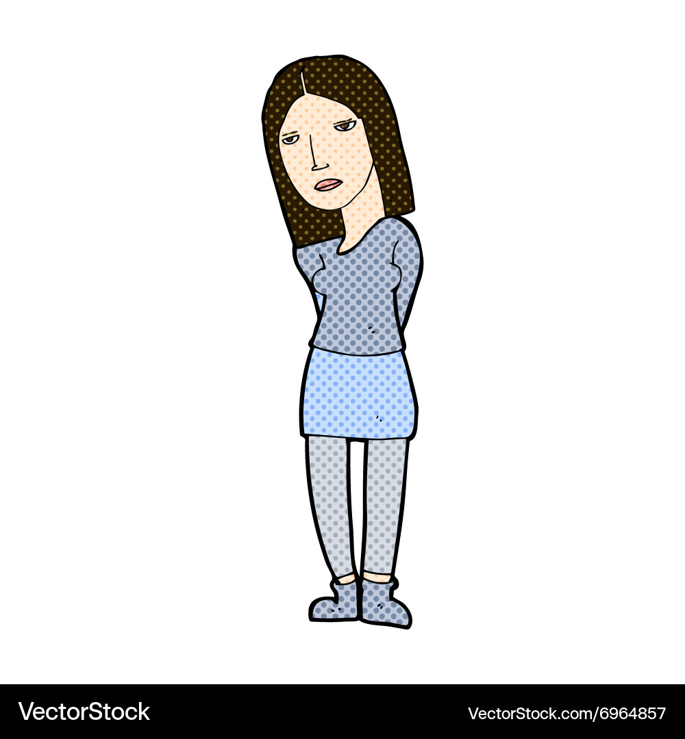 Comic cartoon woman waiting Royalty Free Vector Image