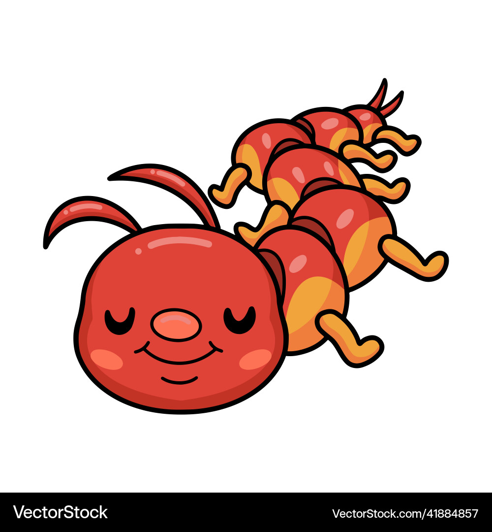 Cute little centipede cartoon sleeping Royalty Free Vector