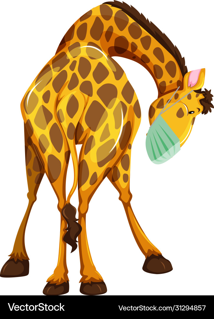 Giraffe cartoon character wearing mask Royalty Free Vector