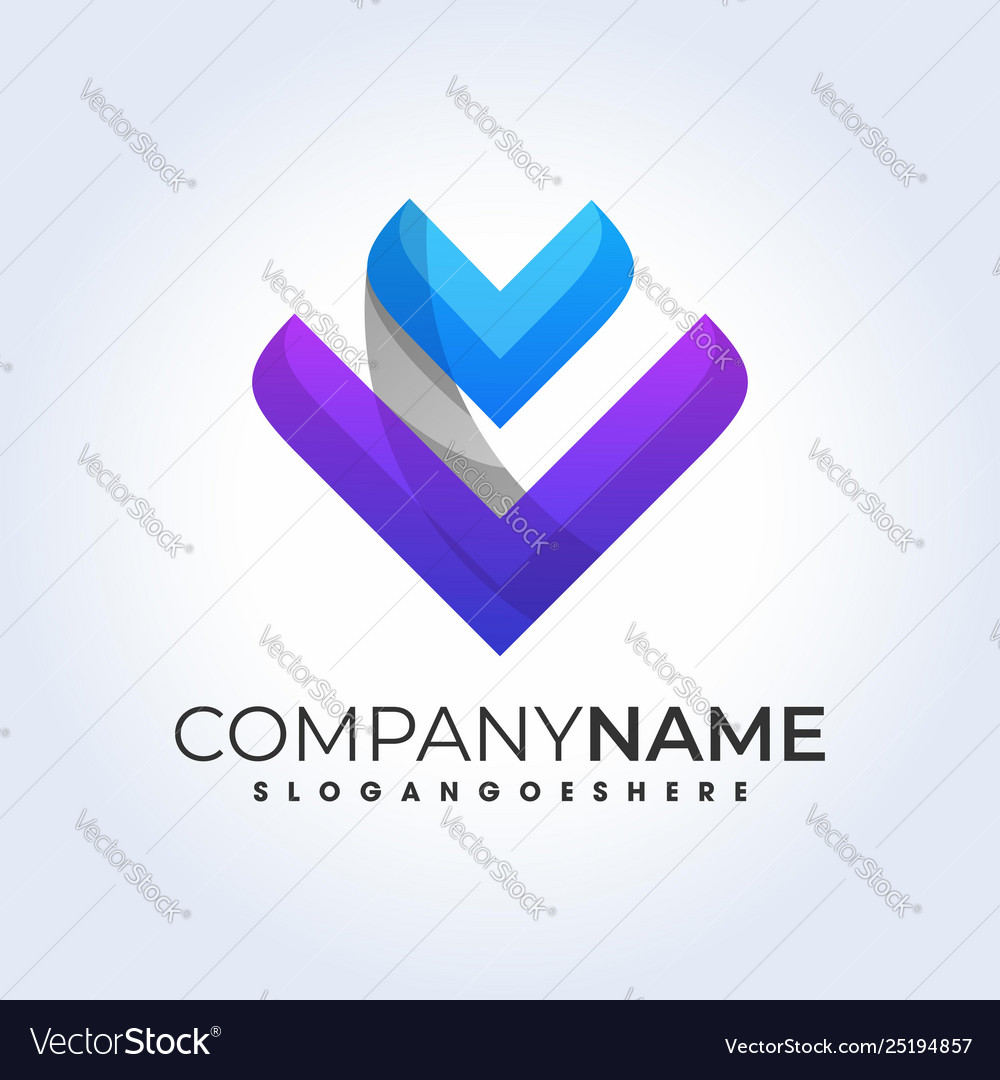 Letter v shape elements template Royalty Free Vector Image