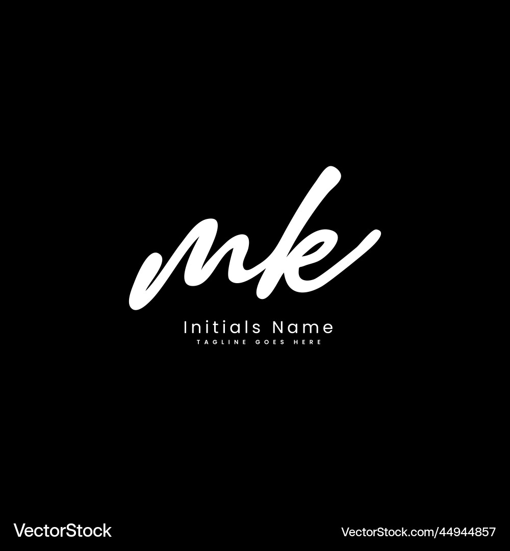 M k mk initial letter handwritten signature Vector Image