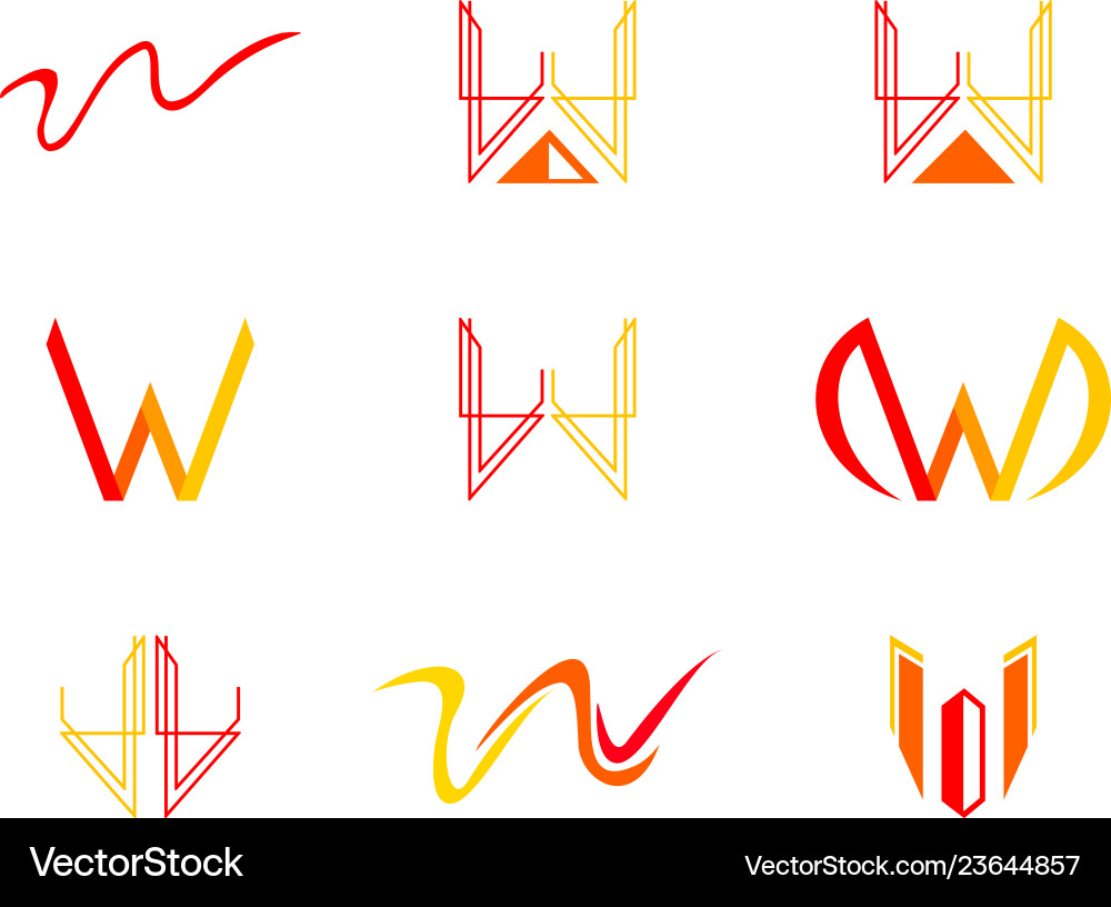 Set of letter w logo icon design template elements