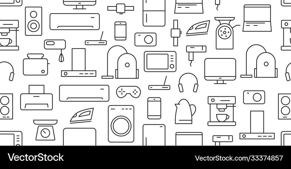 Stock seamless pattern linear icons of Royalty Free Vector