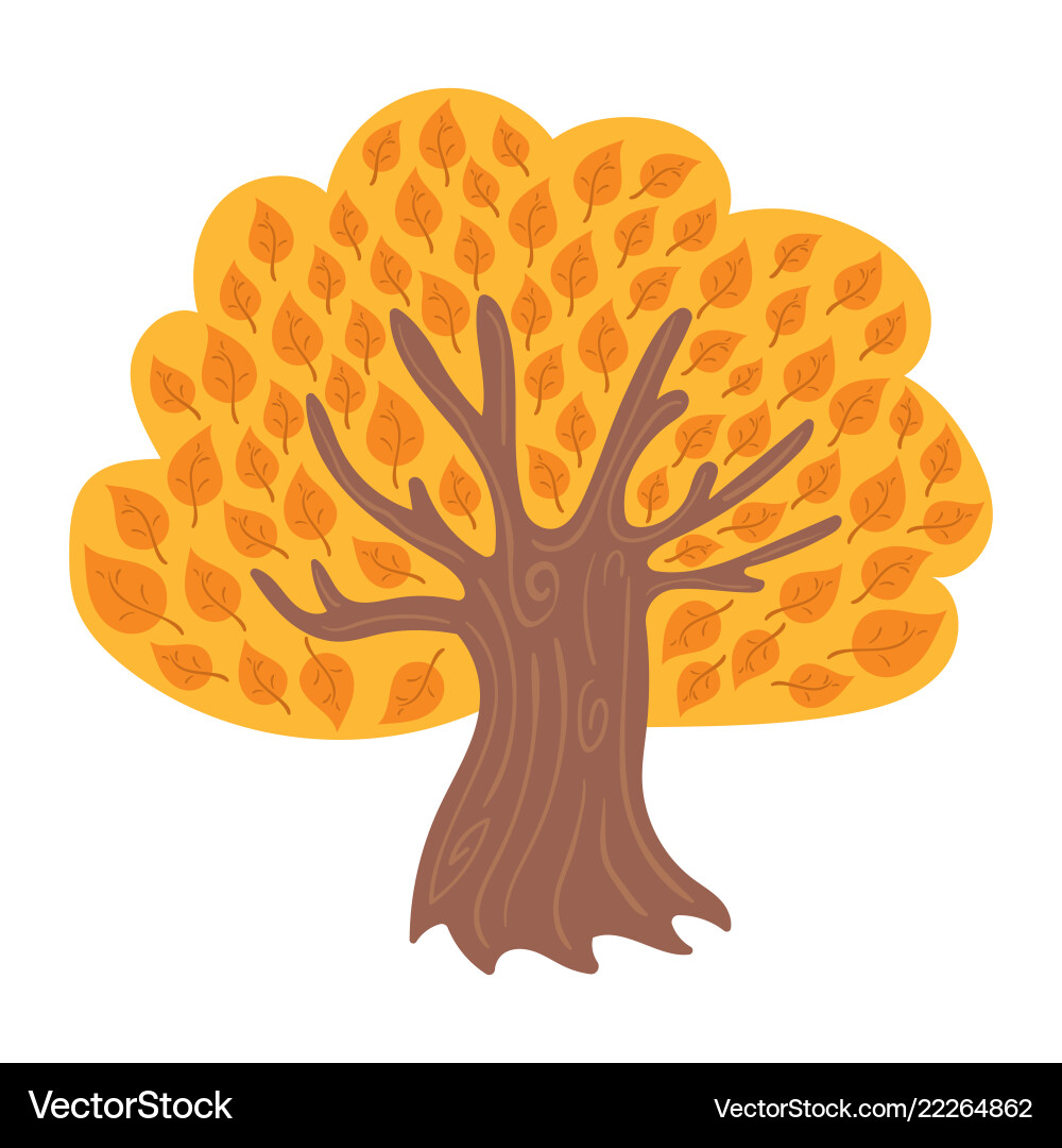 Cartoon tree in autumn child a Royalty Free Vector Image