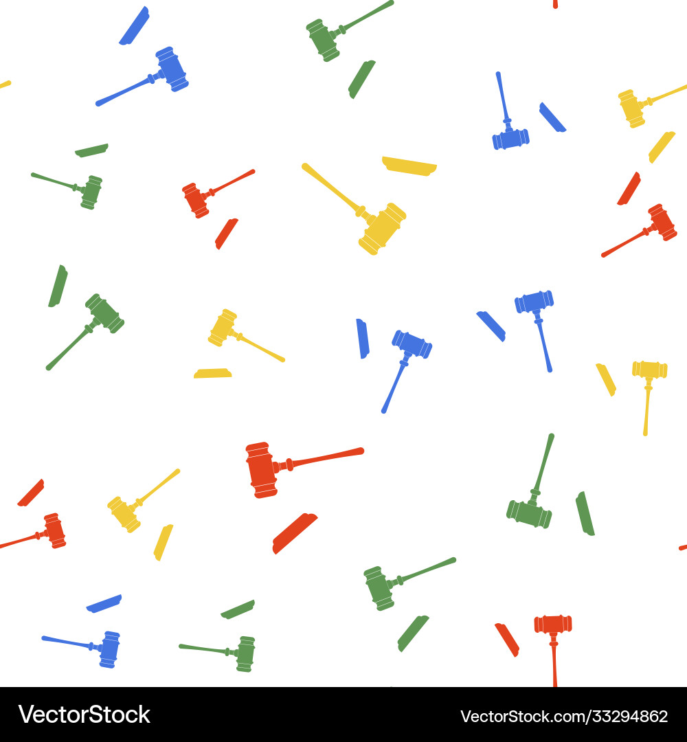 Color judge gavel icon isolated seamless pattern Vector Image