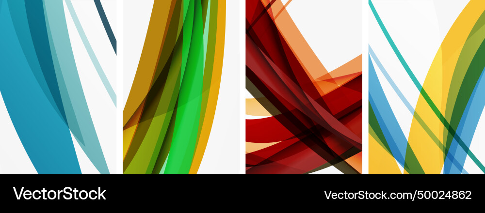 Colorful wave lines poster set for wallpaper Vector Image