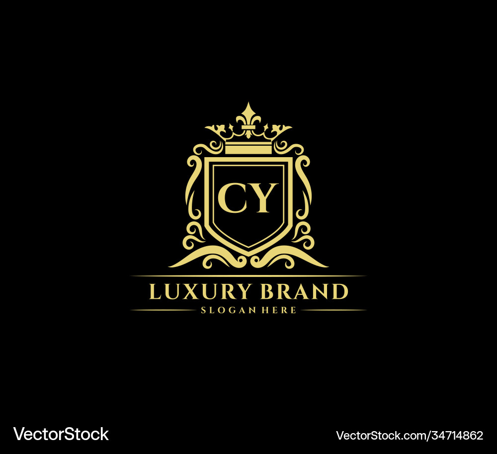 Cy initial letter gold calligraphic feminine Vector Image