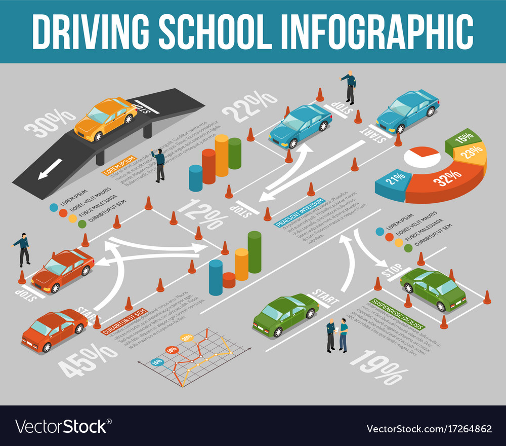 Driving school infographics Royalty Free Vector Image