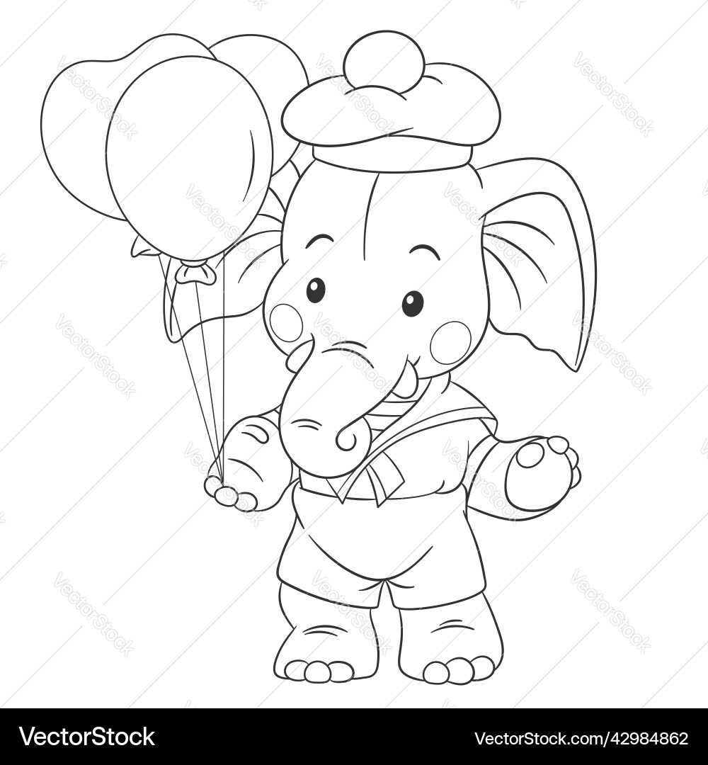 Elephant coloring book page for kids Royalty Free Vector