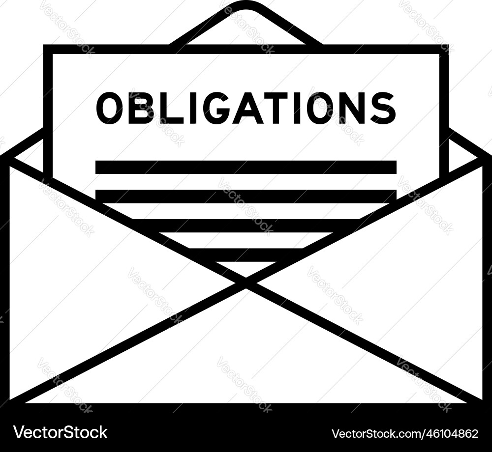 Envelope and letter sign with word obligations Vector Image