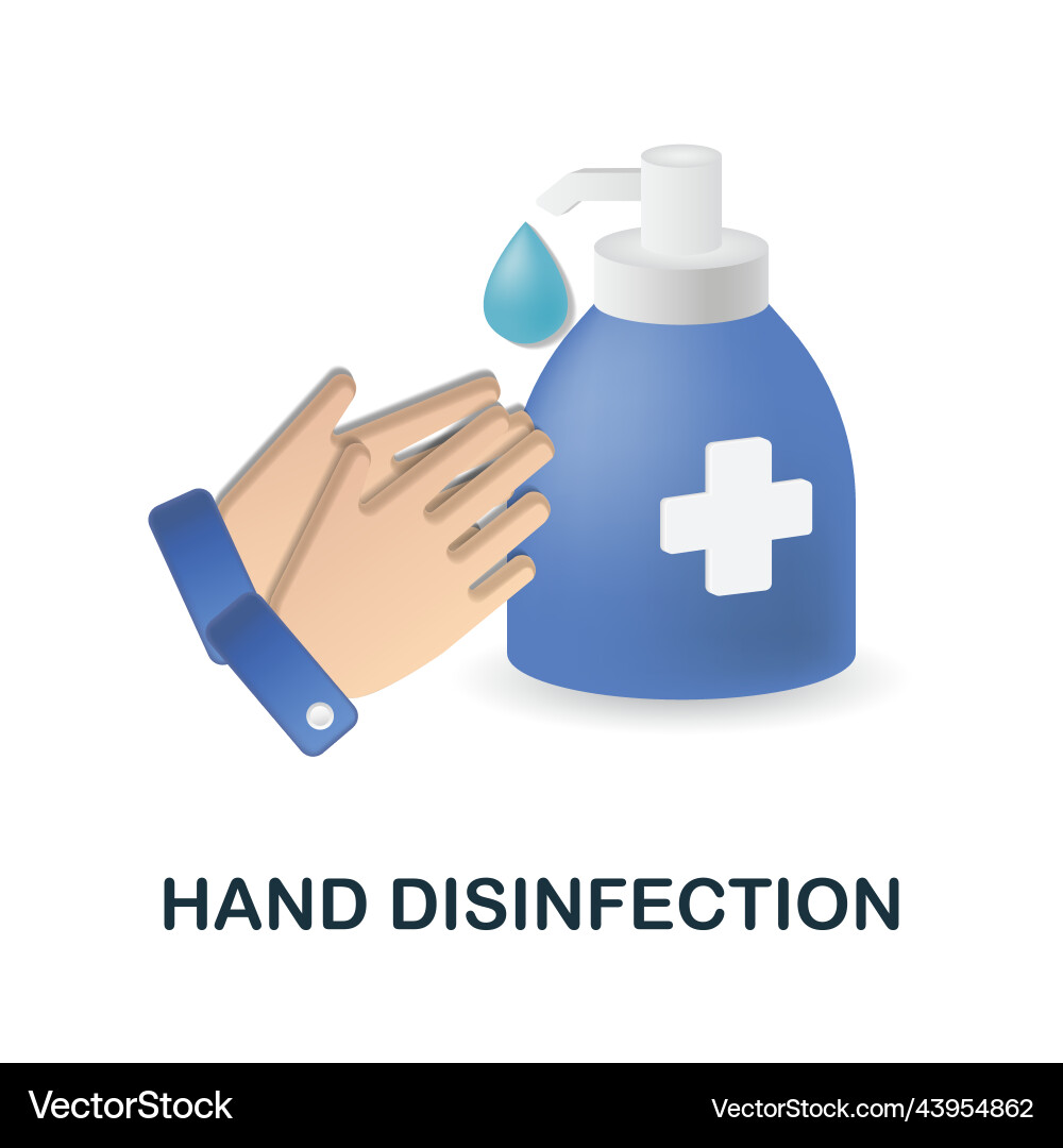 Hand disinfection icon 3d from cleaning Royalty Free Vector