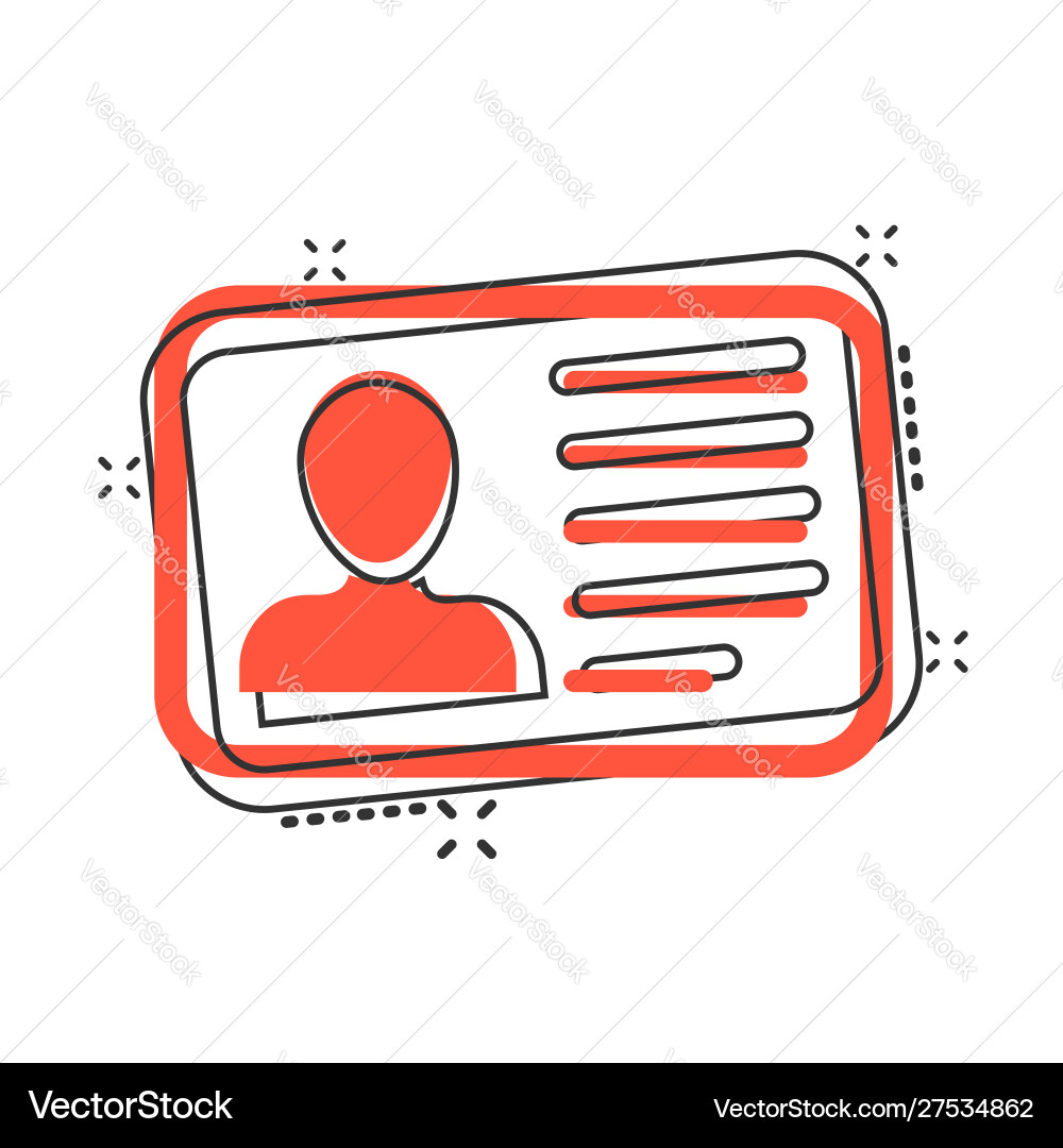 Id card icon in comic style identity badge Vector Image