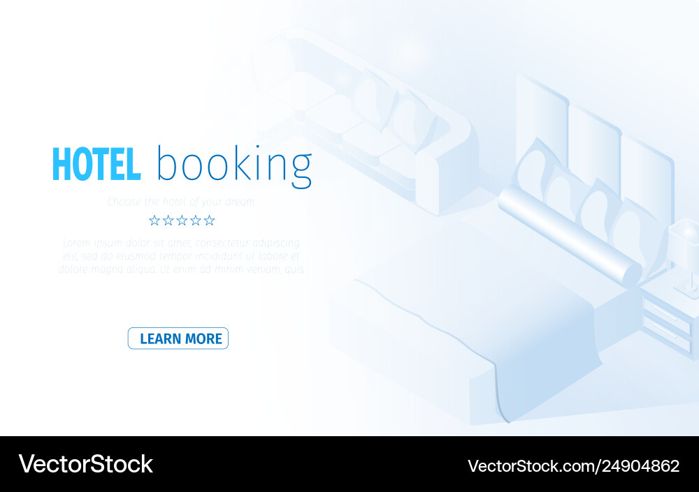 Isometric modern hotel room bedroom interior Vector Image