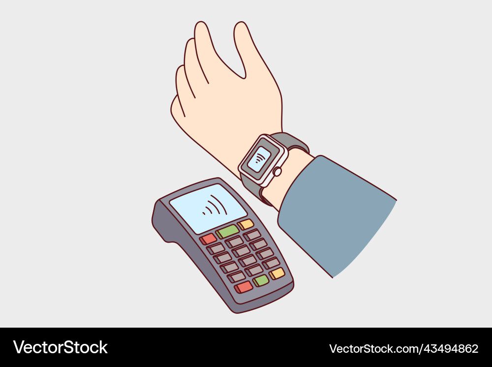 Person pay with smartwatch on terminal Royalty Free Vector