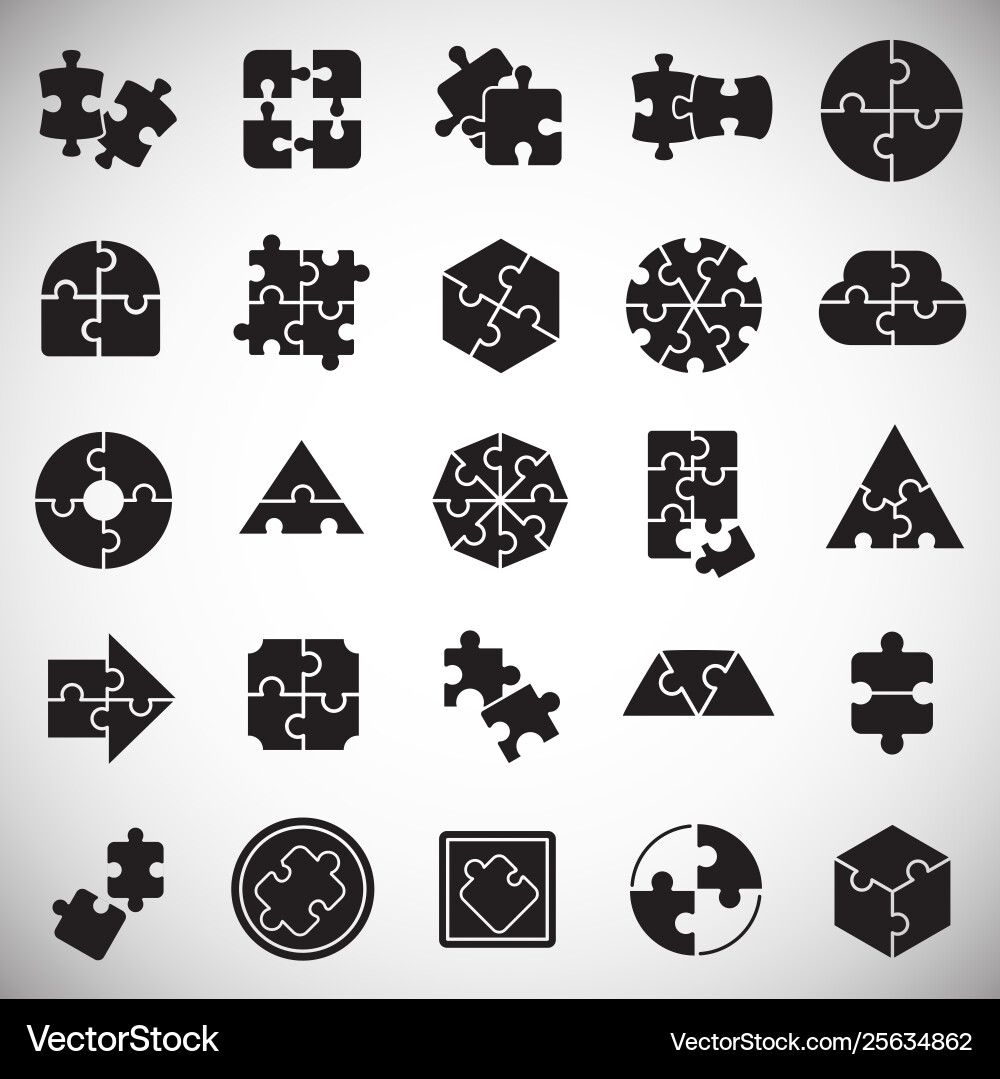 Puzzle icons set on white background for graphic Vector Image
