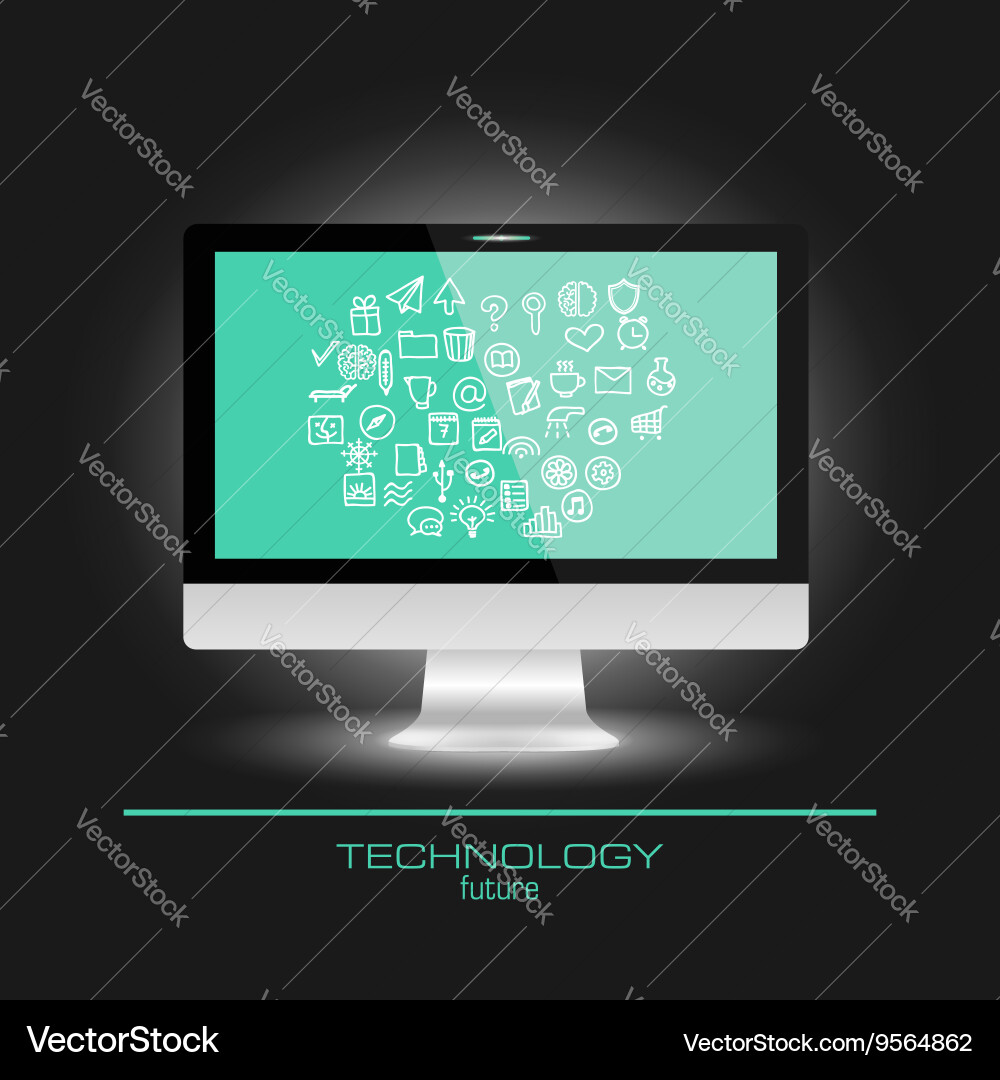 Realistic computer monitor Royalty Free Vector Image
