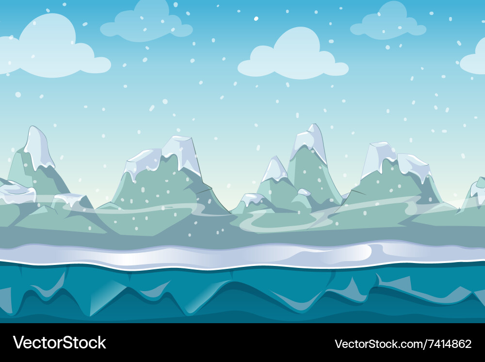 Seamless cartoon winter landscape for Royalty Free Vector