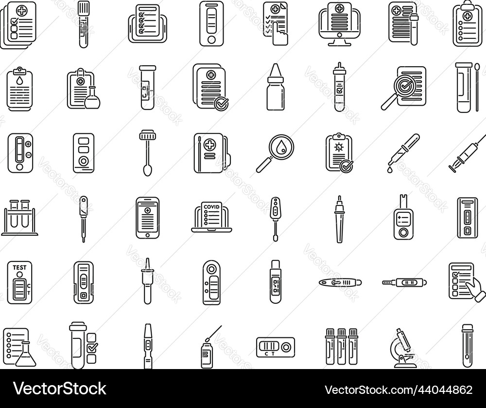 Test result icons set outline hiv Royalty Free Vector Image