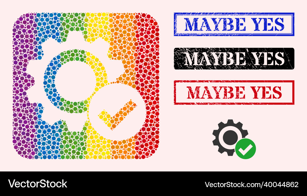 Textured maybe yes seal and dotted mosaic valid Vector Image