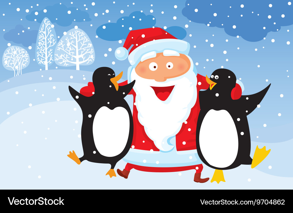 Winter christmas background with santa Royalty Free Vector