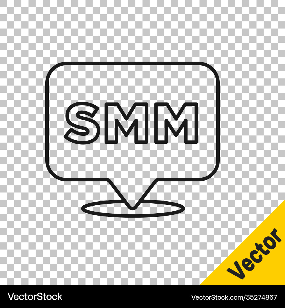 Black line smm icon isolated on transparent Vector Image