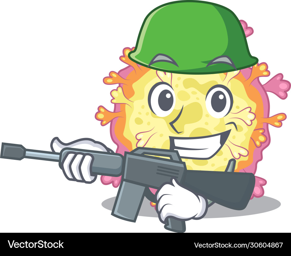 Coronaviridae virus as an army with machine gun Vector Image