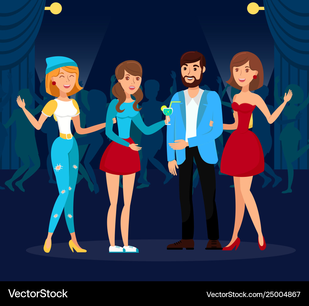 Discotheque friends clubbing Royalty Free Vector Image