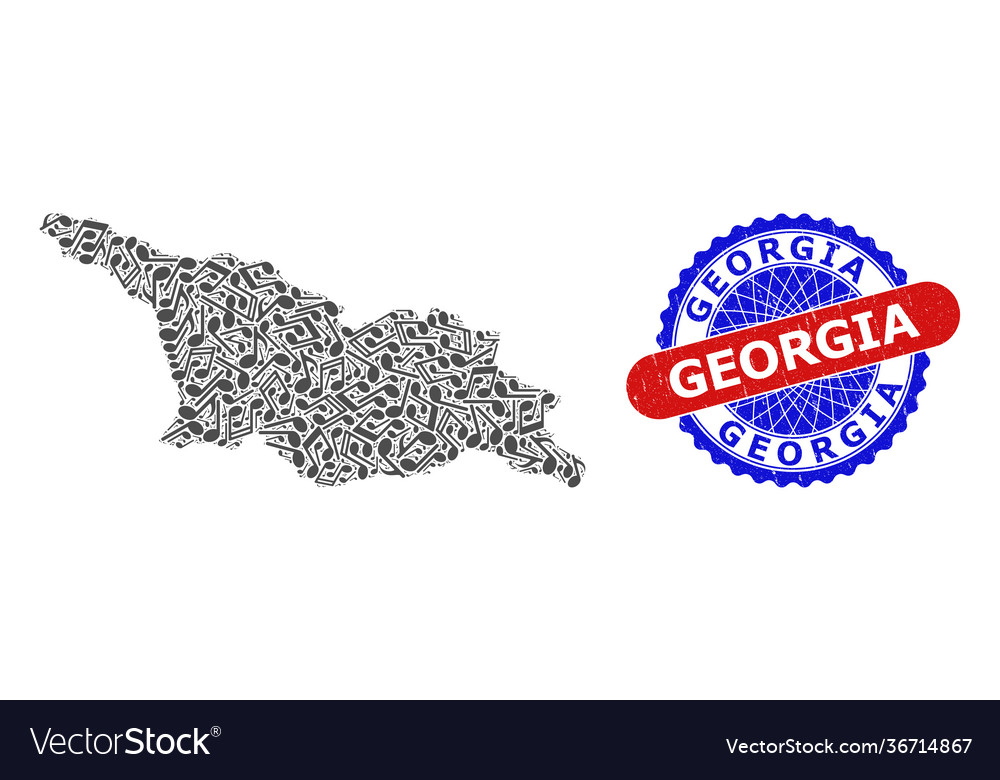 Music notation collage for georgia map and bicolor