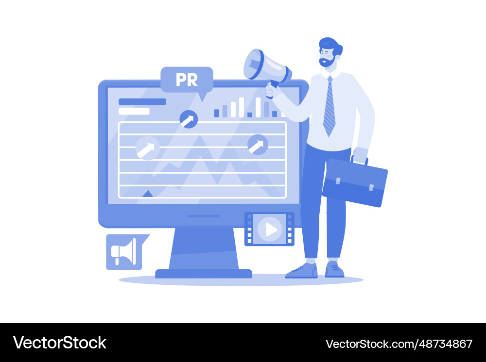 Pr specialist developing plan for product launch Vector Image