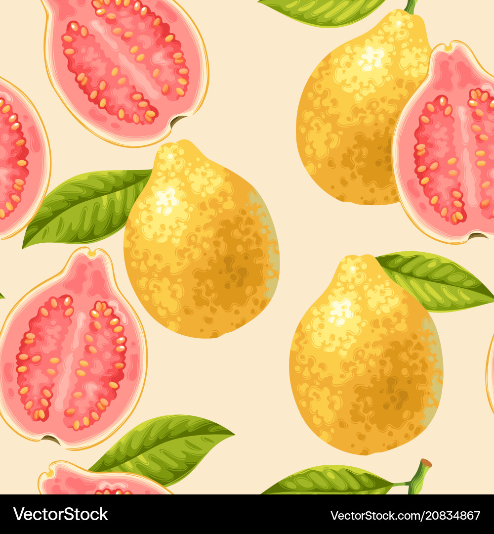 Seamless guava fruits Royalty Free Vector Image